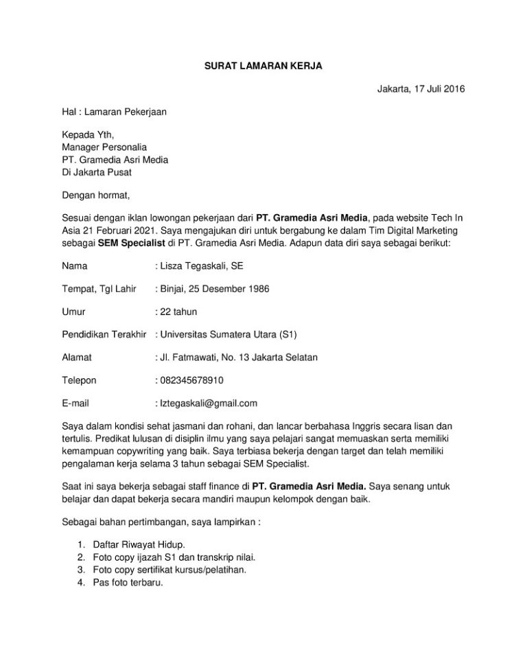 15 Contoh Surat Lamaran Kerja Word Beserta Link dan Cara Membuatnya