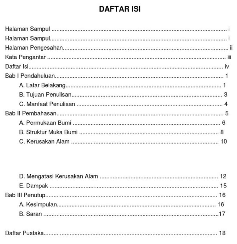 13 Contoh Daftar Isi Makalah dan Cara Membuatnya. Lengkap!
