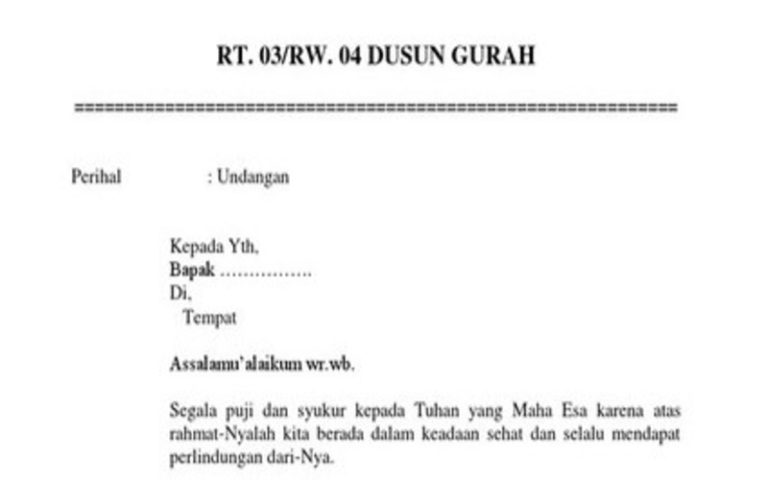 10 Contoh Undangan Rapat Rt Format Pdf Dan Link Download
