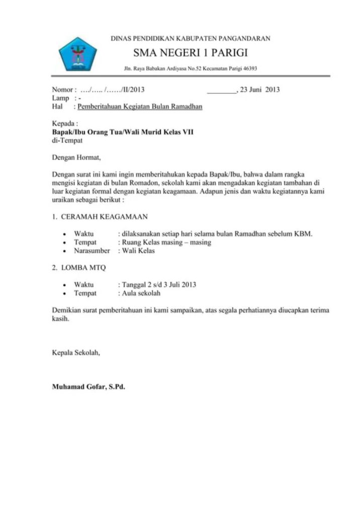 23 Contoh Surat Dinas yang Baik dan Benar Beserta Strukturnya