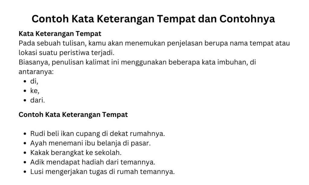 Pengertian Kata Keterangan, Jenis dan Contohnya