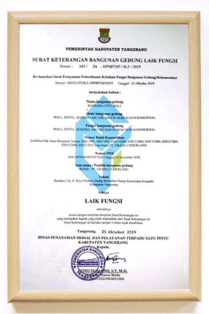 4 Contoh Sertifikat Laik Fungsi Bangunan Gedung, Pabrik, dan Lainnya
