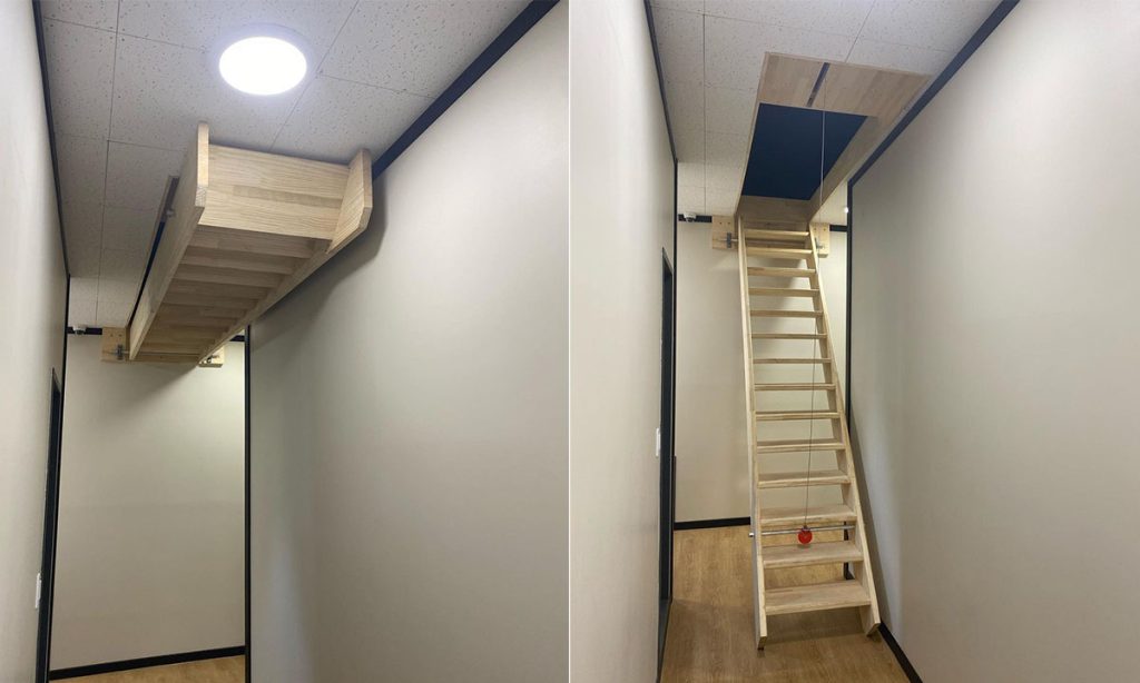 8 Inspirasi Desain Tangga Lipat di Rumah. Hemat Tempat!