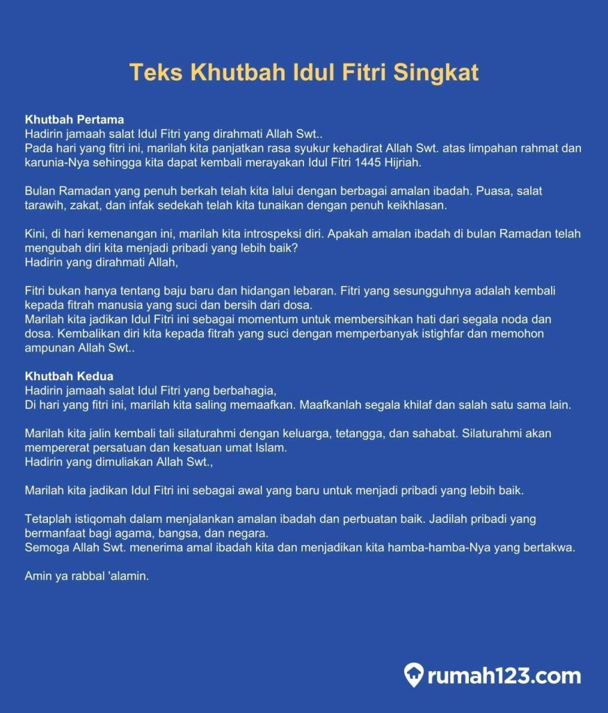 4 Contoh Teks Khutbah Idul Fitri Singkat 1445 H Berbagai Tema