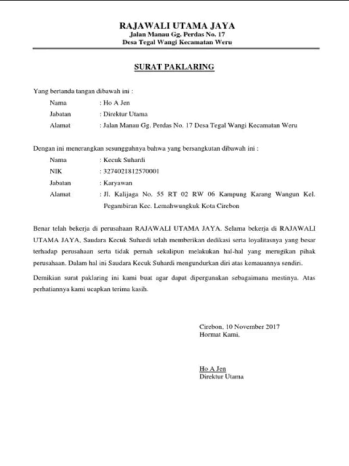 5 Contoh Surat Paklaring Kerja yang Benar Lengkap dengan Penjelasan