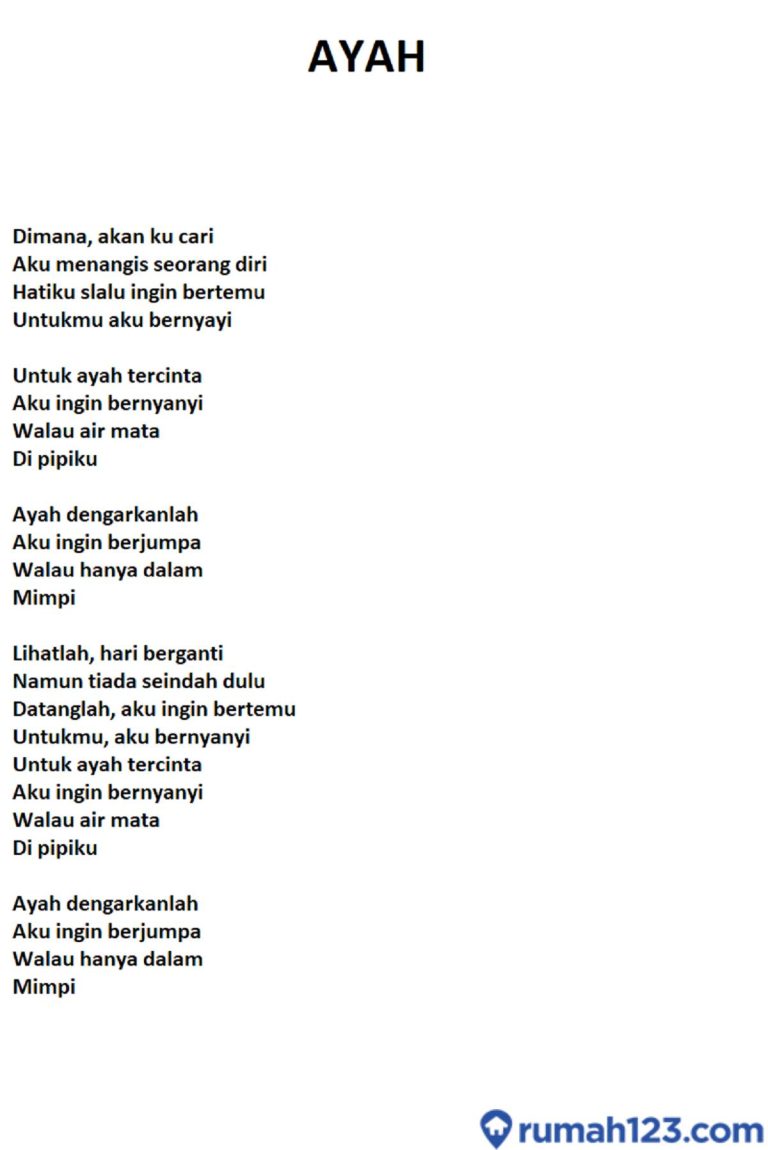 Lirik Lagu Ayah yang Dibawakan oleh Rinto Harahap