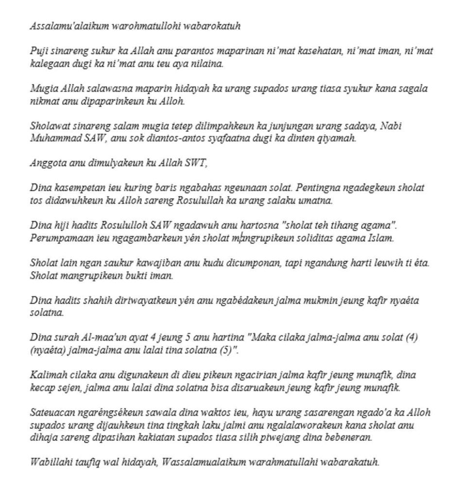 7 Pidato Bahasa Sunda Singkat tentang Agama