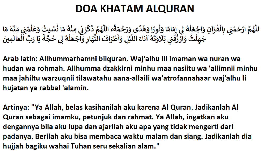 Doa setelah Membaca Alquran sesuai Sunnah Nabi (Arab & Artinya)