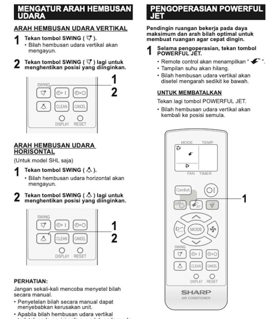 10 Arti Lambang pada Remote AC Sharp dan Modenya Terlengkap
