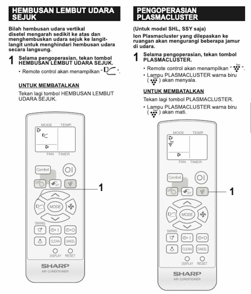 10 Arti Lambang pada Remote AC Sharp dan Modenya Terlengkap