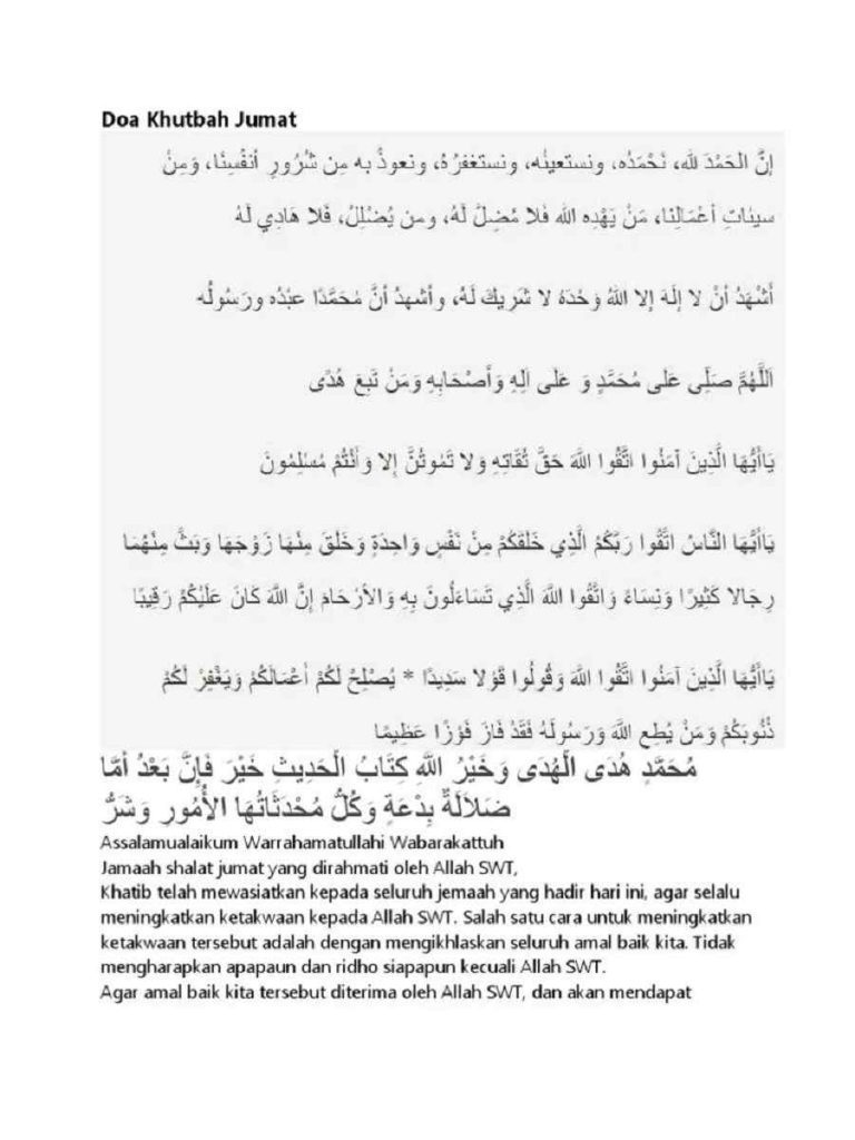 Doa Khutbah Jumat Lengkap dengan Arti & Latinnya