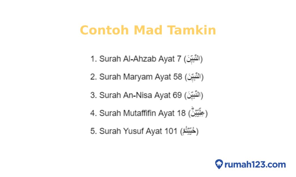15 Contoh Mad Tamkin Disertai Surat dan Ayatnya