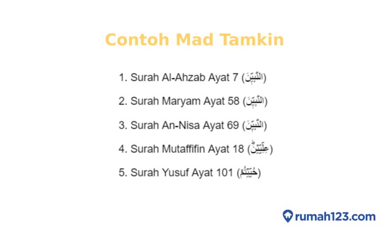 15 Contoh Mad Tamkin Disertai Surat dan Ayatnya