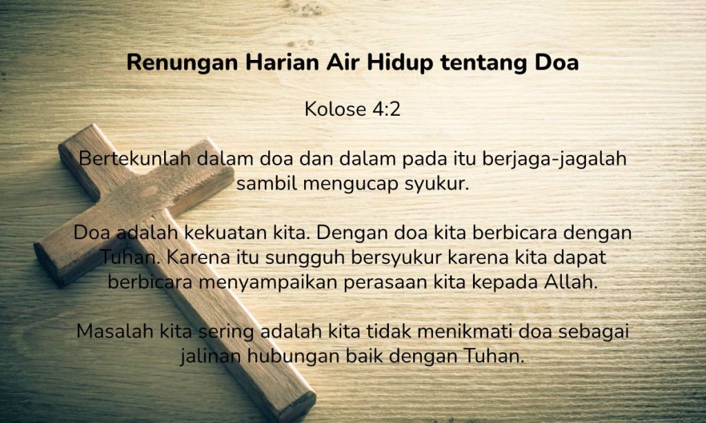 9 Renungan Harian Air Hidup tentang Doa, Keluarga, dan Lainnya