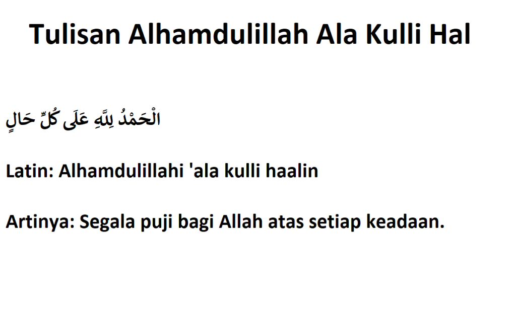 Tulisan Arab Alhamdulillah Ala Kulli Hal dan Artinya Lengkap