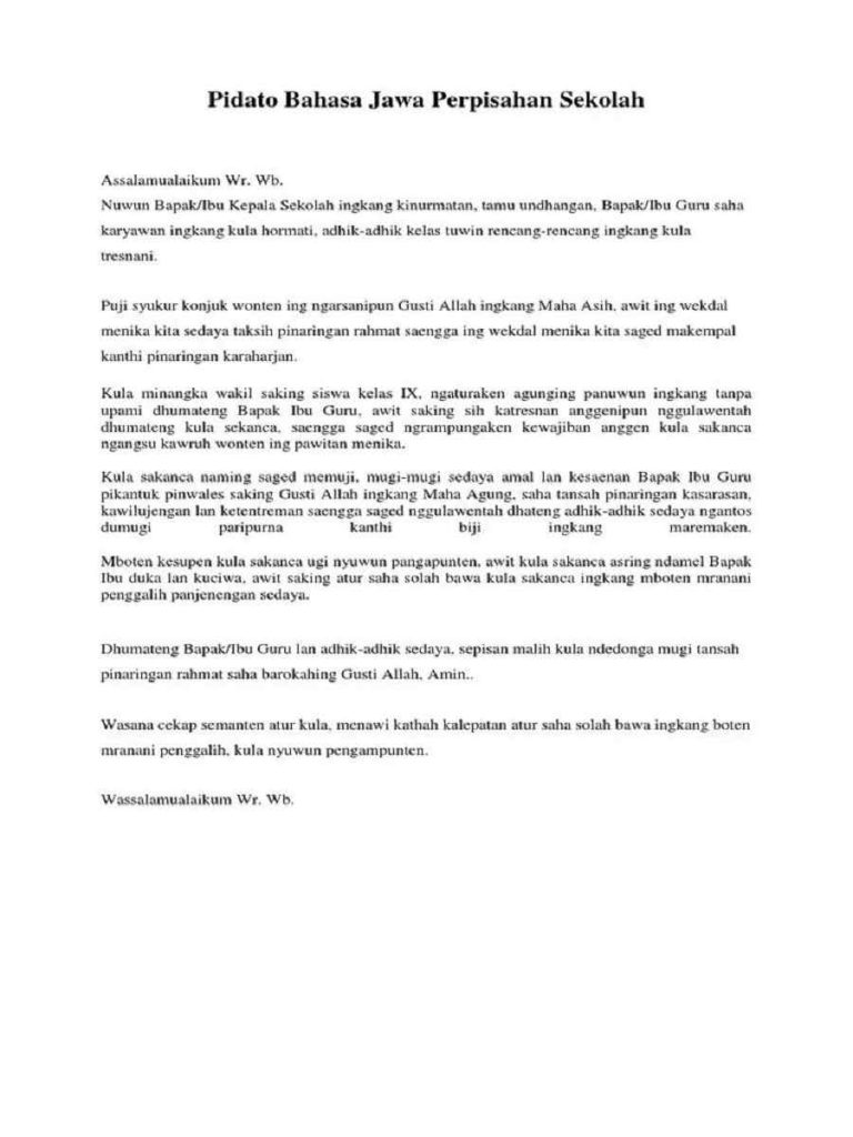 5 Contoh Pidato Bahasa Jawa Perpisahan Kelas yang Penuh Makna