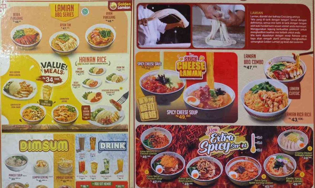 Daftar Menu Golden Lamian Lengkap dengan Harga Terbaru & Lokasinya