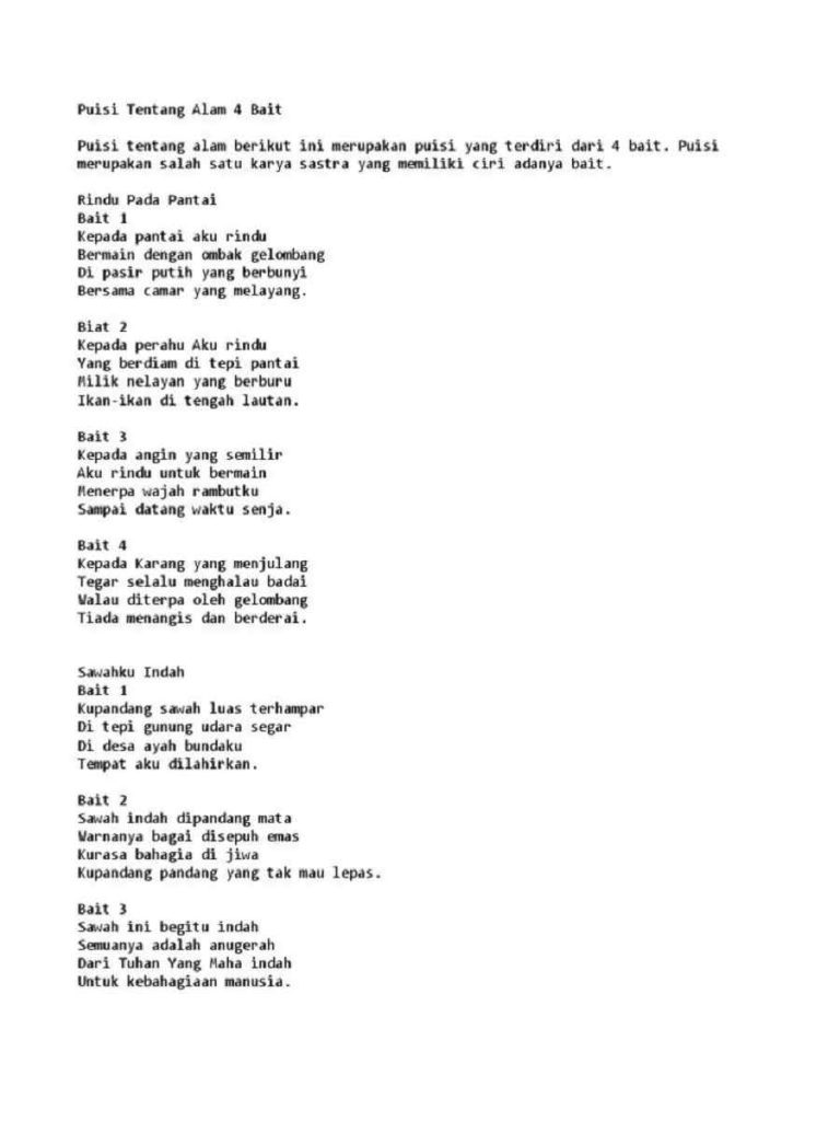 10 Contoh Puisi 4 Bait Berbagai Tema yang Menarik