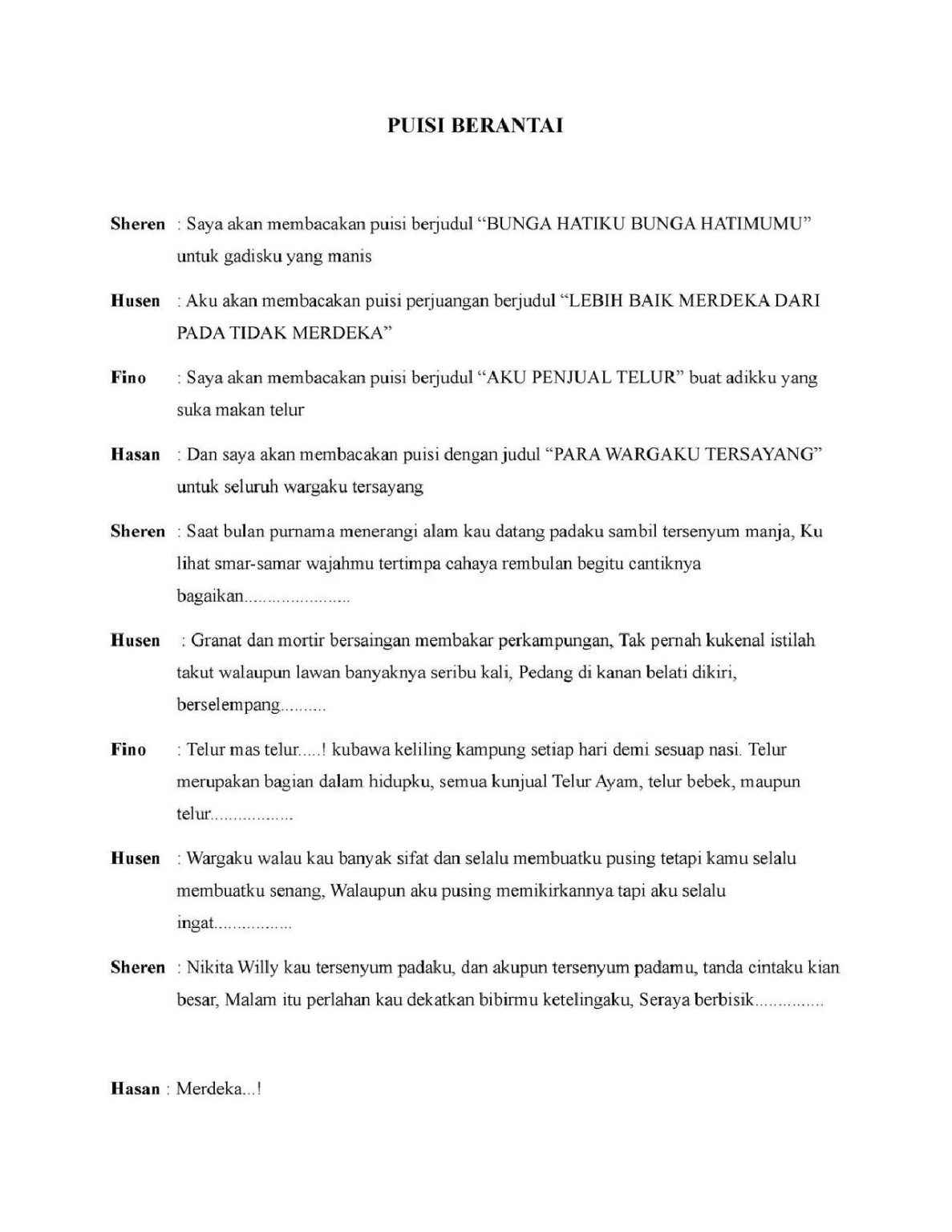 Puisi Berantai 3 Orang, 4 Orang, 5 Orang, hingga 6 Orang Lucu