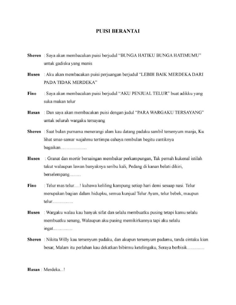 Puisi Berantai 3 Orang, 4 Orang, 5 Orang, hingga 6 Orang Lucu