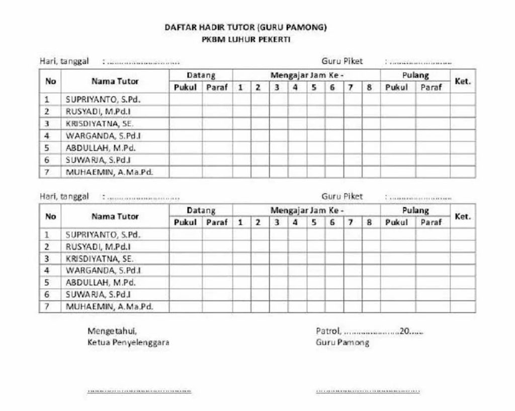 5 Contoh Daftar Hadir untuk Berbagai Kegiatan. Disertai Link Download!