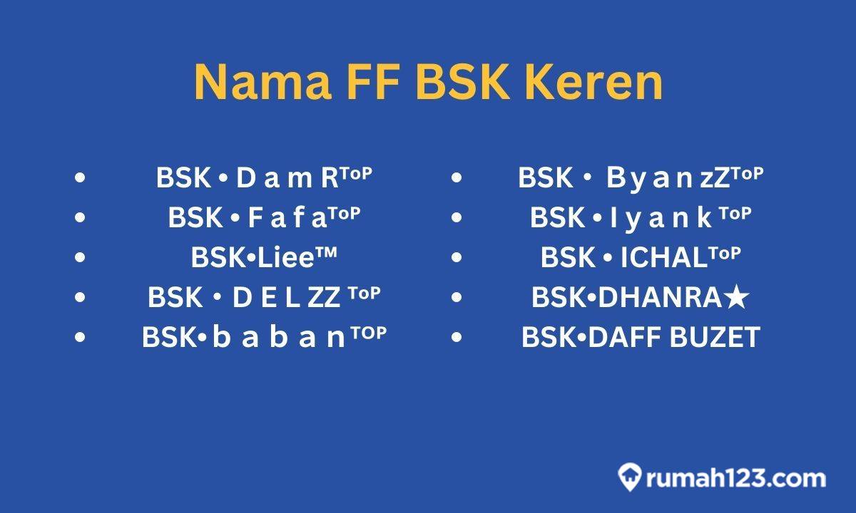 150 Nama FF BSK Keren dan Aesthetic Terbaru Tahun 2023
