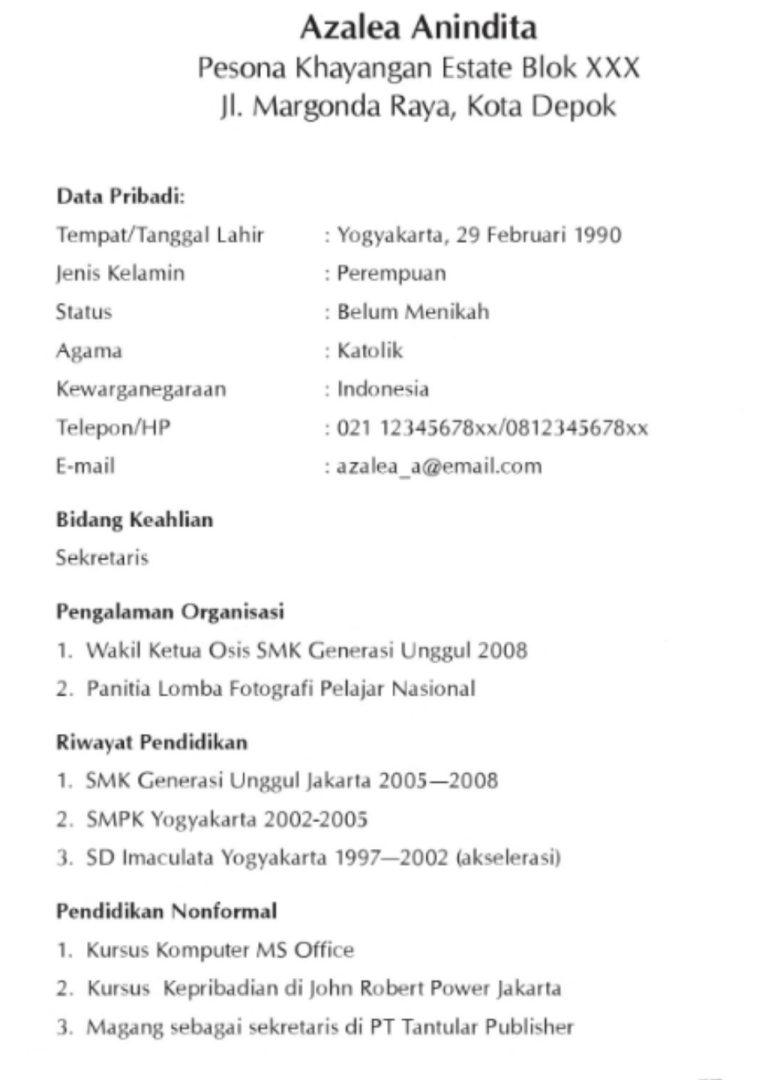 11 Contoh CV Lulusan SMA IPS, IPA, Tanpa Pengalaman Terlengkap