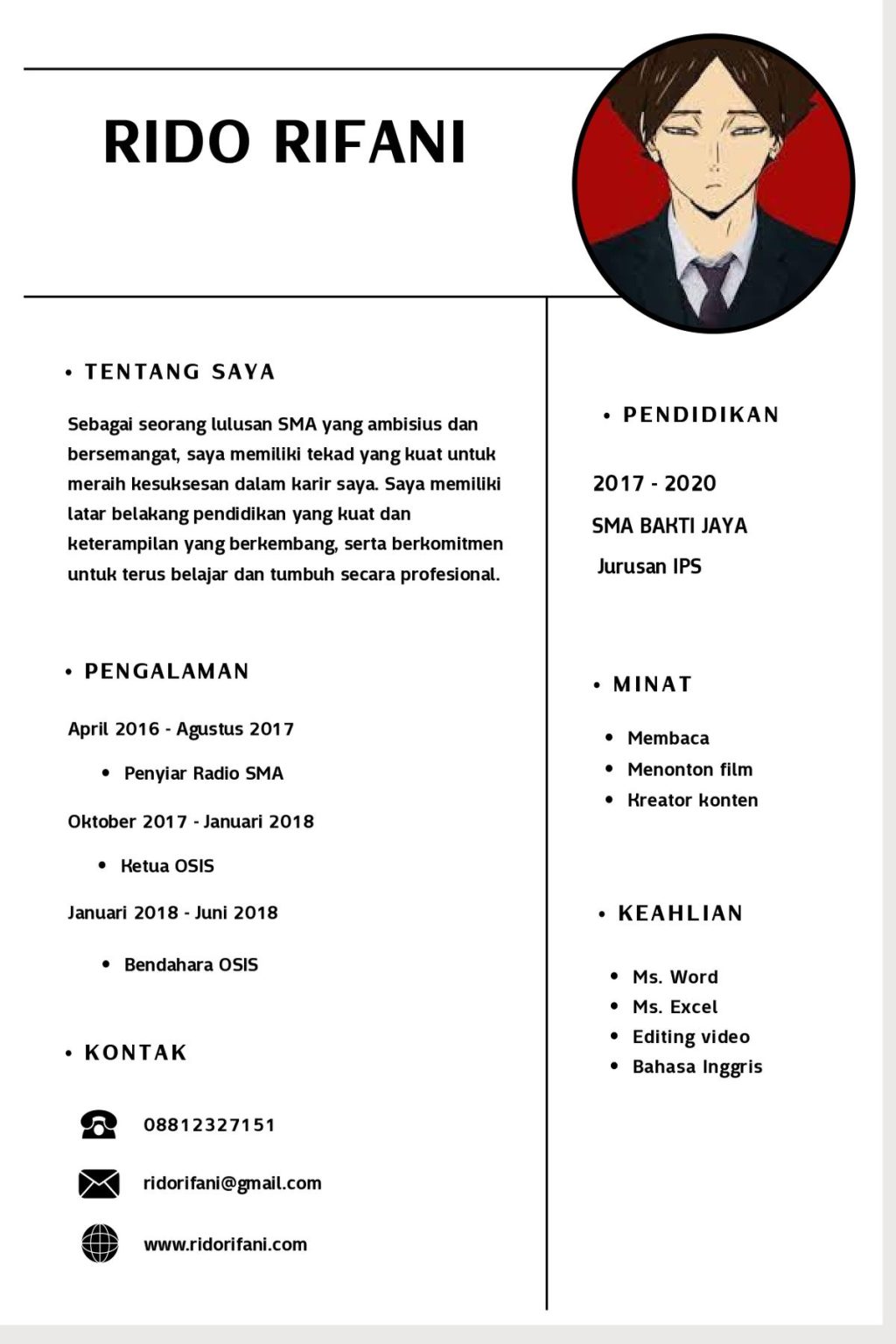 11 Contoh CV Lulusan SMA IPS, IPA, Tanpa Pengalaman Terlengkap
