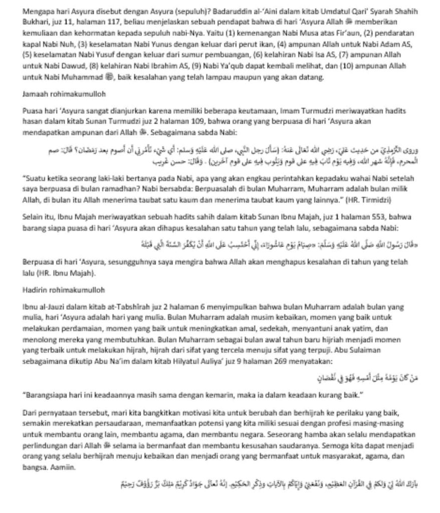 7 Contoh Khutbah Jumat Bulan Muharram Singkat dan Padat