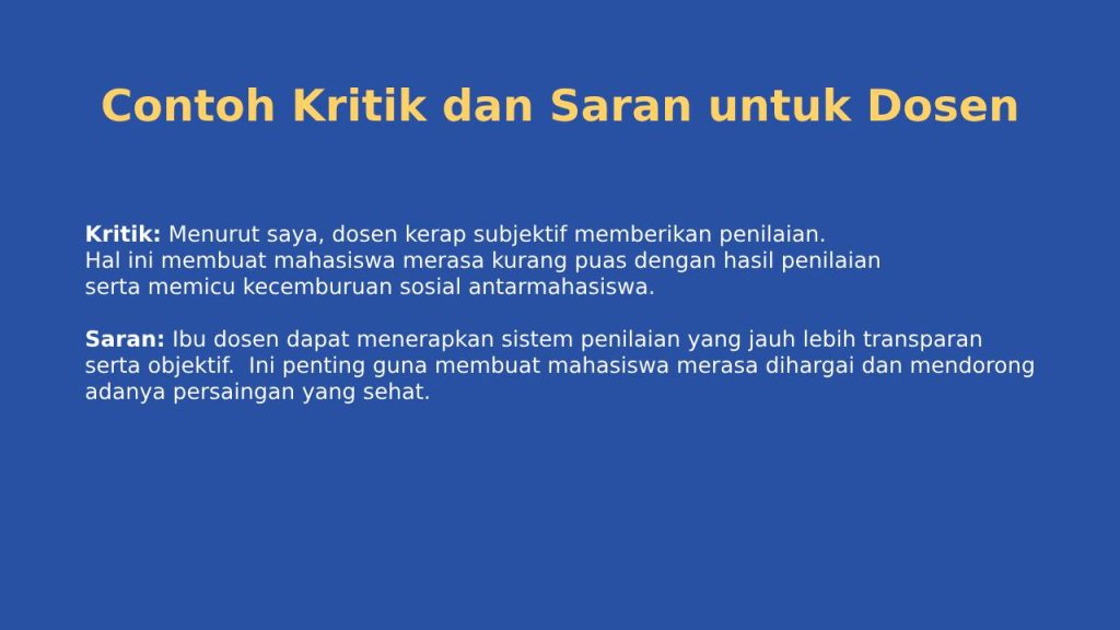 14 Contoh Kritik dan Saran untuk Dosen yang Baik dan Sopan