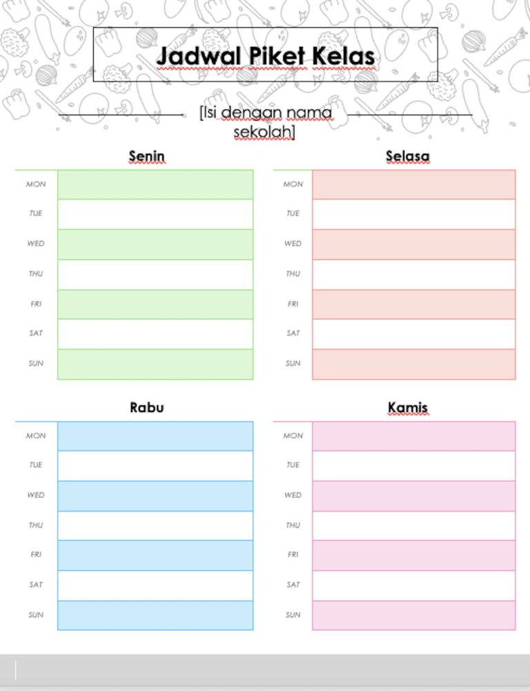 8 Contoh Jadwal Piket Kelas Kreatif. Ada Link Download-nya!