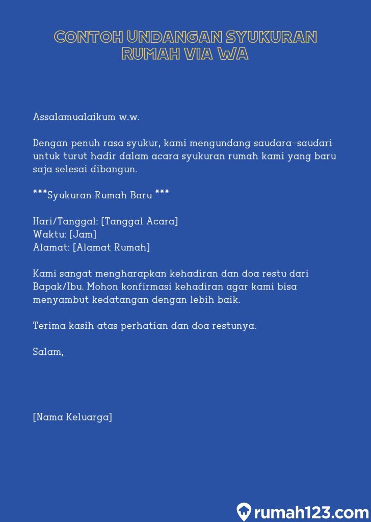 10 Contoh Undangan Syukuran Lewat WA, Rumah Baru & Wisuda
