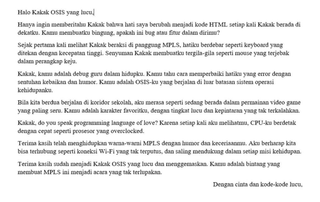 5 Contoh Surat Cinta untuk Kakak OSIS. Dijamin Baper dan Salting!