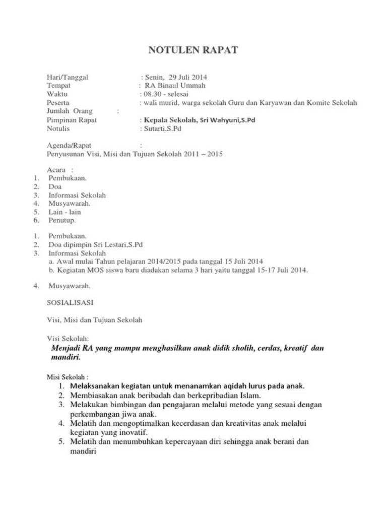 14 Contoh Notulen Rapat Sekolah untuk Organisasi, OSIS, hingga Guru