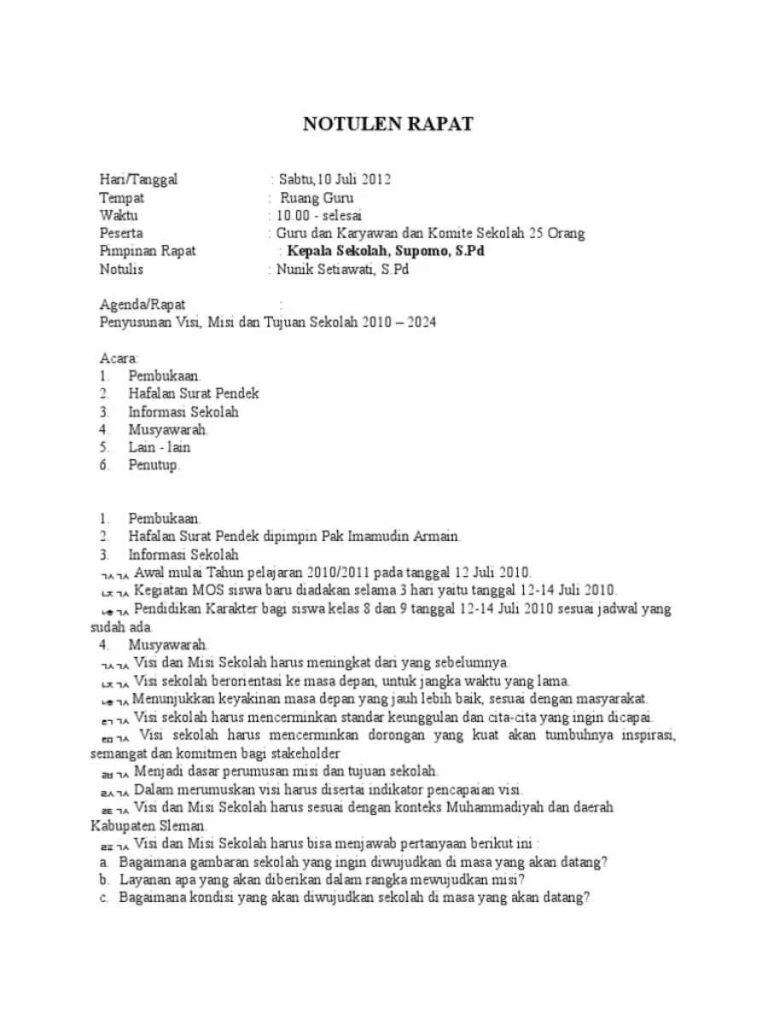 14 Contoh Notulen Rapat Sekolah untuk Organisasi, OSIS, hingga Guru