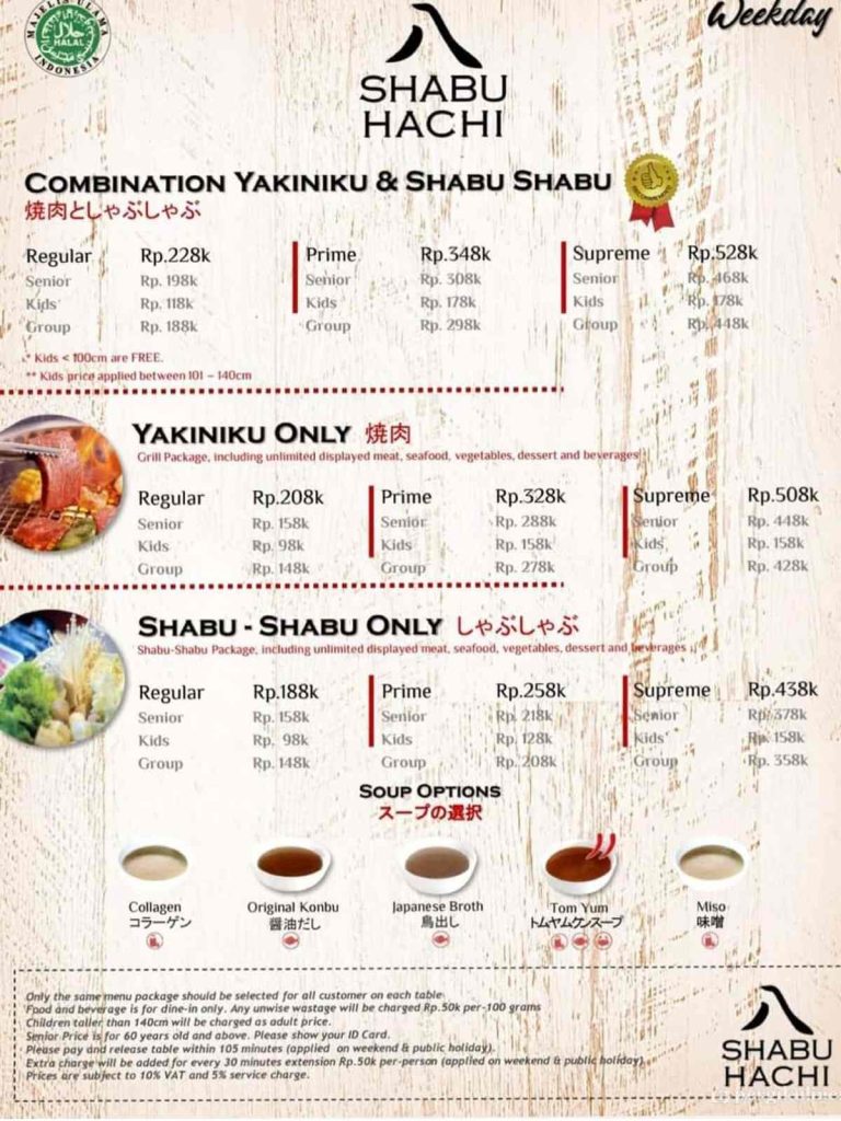 Menu Shabu Hachi Terlengkap 2023. Disertai Ketentuan dan Harganya!