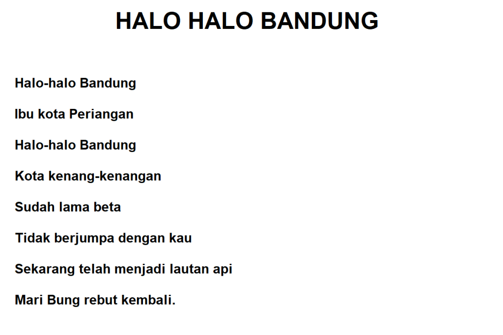 Lirik Lagu Halo Halo Bandung Ciptaan Ismail Marzuki