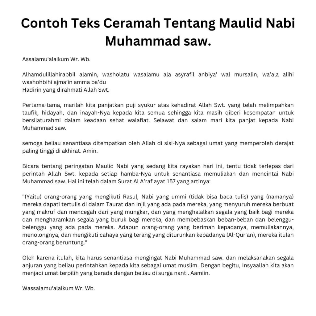 7 Contoh Teks Ceramah Tentang Maulid Nabi Beserta Dalilnya