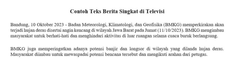 15 Teks Berita Singkat di Televisi Terlengkap dengan Unsur 5W+1H