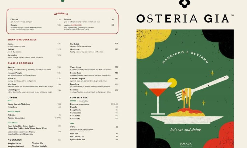 Daftar Menu Osteria Gia Lengkap dengan Harga Terbaru 2023