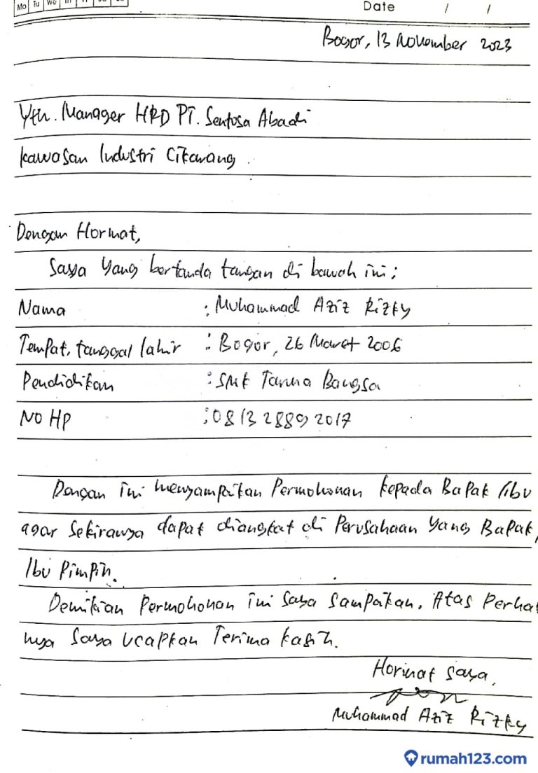 12 Contoh CV Tulis Tangan yang Baik & Benar serta Cara Membuatnya!