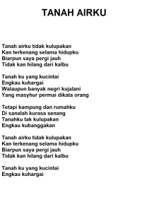 Lirik Lagu Tanah Airku - Lagu Wajib Nasional