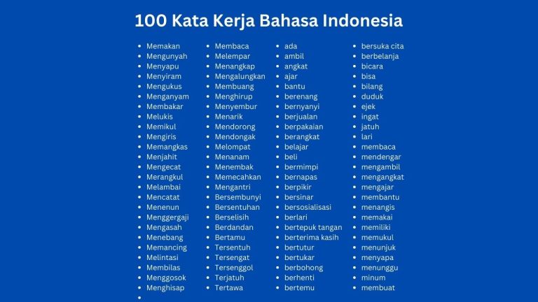 150 Contoh Kata Kerja Bahasa Indonesia yang Perlu Kamu Tahu