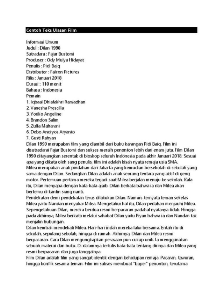 5 Contoh Teks Ulasan Film Dilengkapi dengan Strukturnya