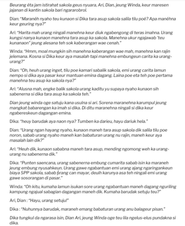 7 Contoh Naskah Drama Sunda Lengkap 2 hingga 6 Orang