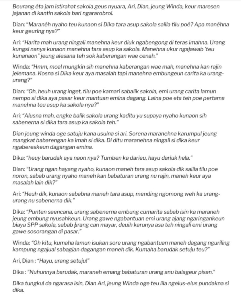 7 Contoh Naskah Drama Sunda Lengkap 2 hingga 6 Orang