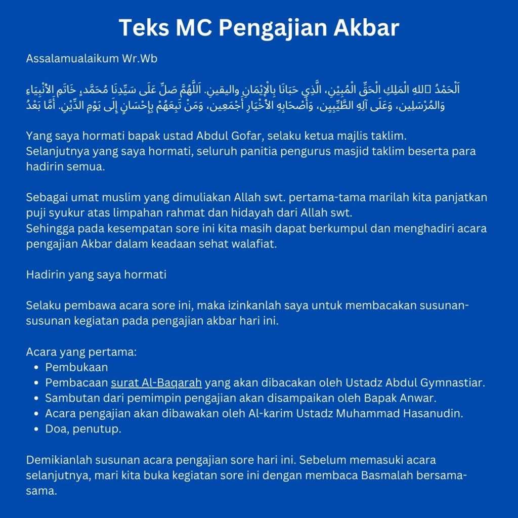 17 Contoh Teks MC Pengajian Berbagai Tema Beserta Susunan Acaranya