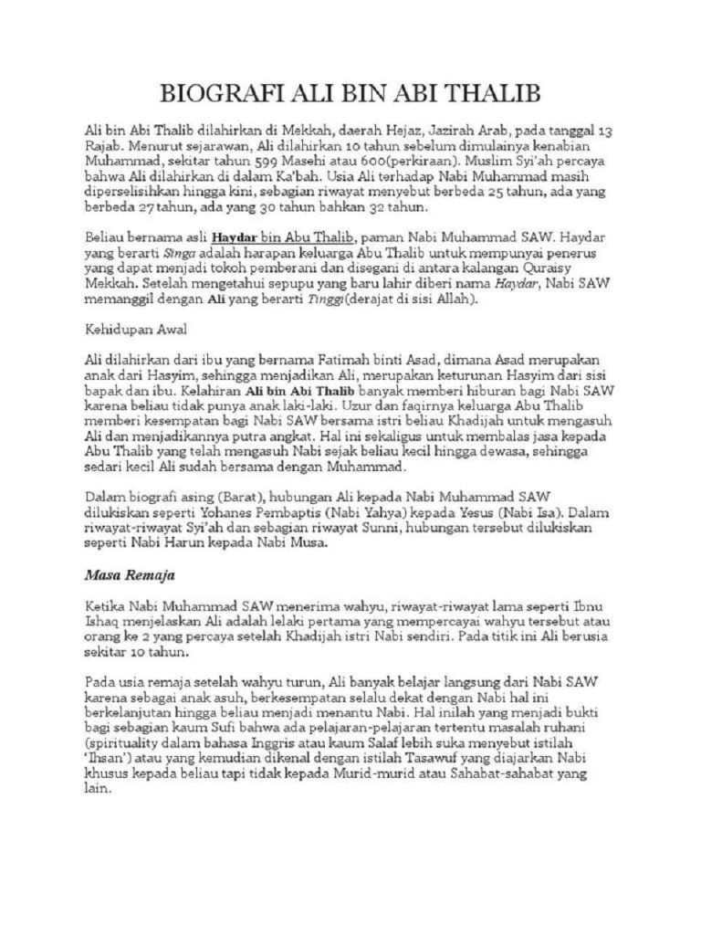 Kisah Ali bin Abi Thalib, Sepupu Nabi yang jadi Khulafaur Rasyid