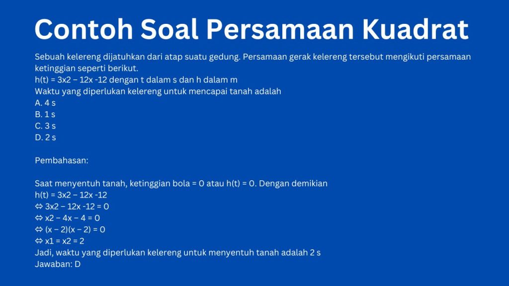 20 Contoh Soal Persamaan Kuadrat dan Pembahasannya Lengkap
