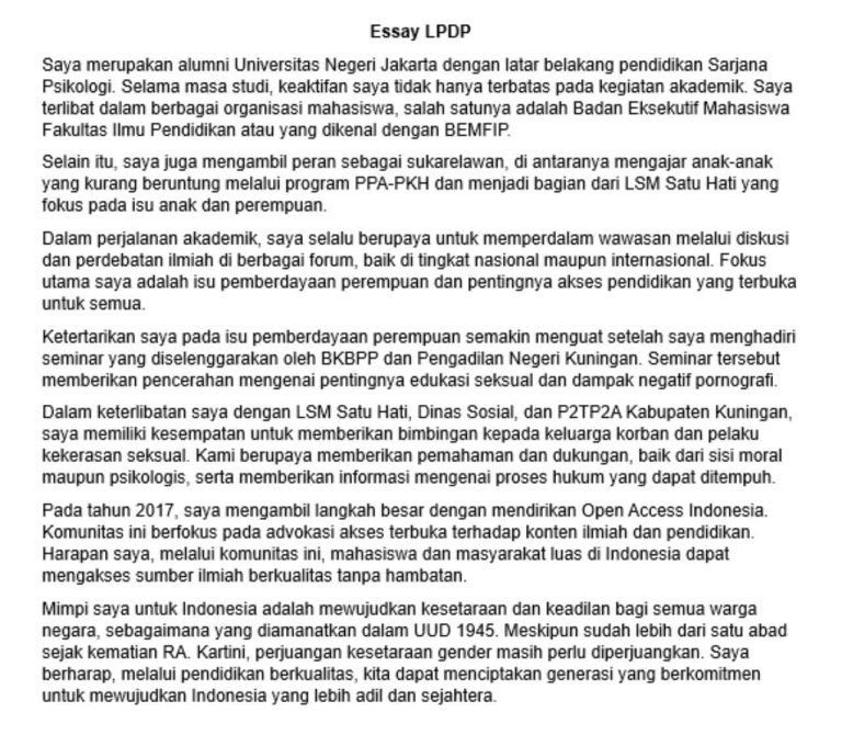 4 Contoh Essay LPDP Disertai Tips Membuatnya. Simak Baik-baik!
